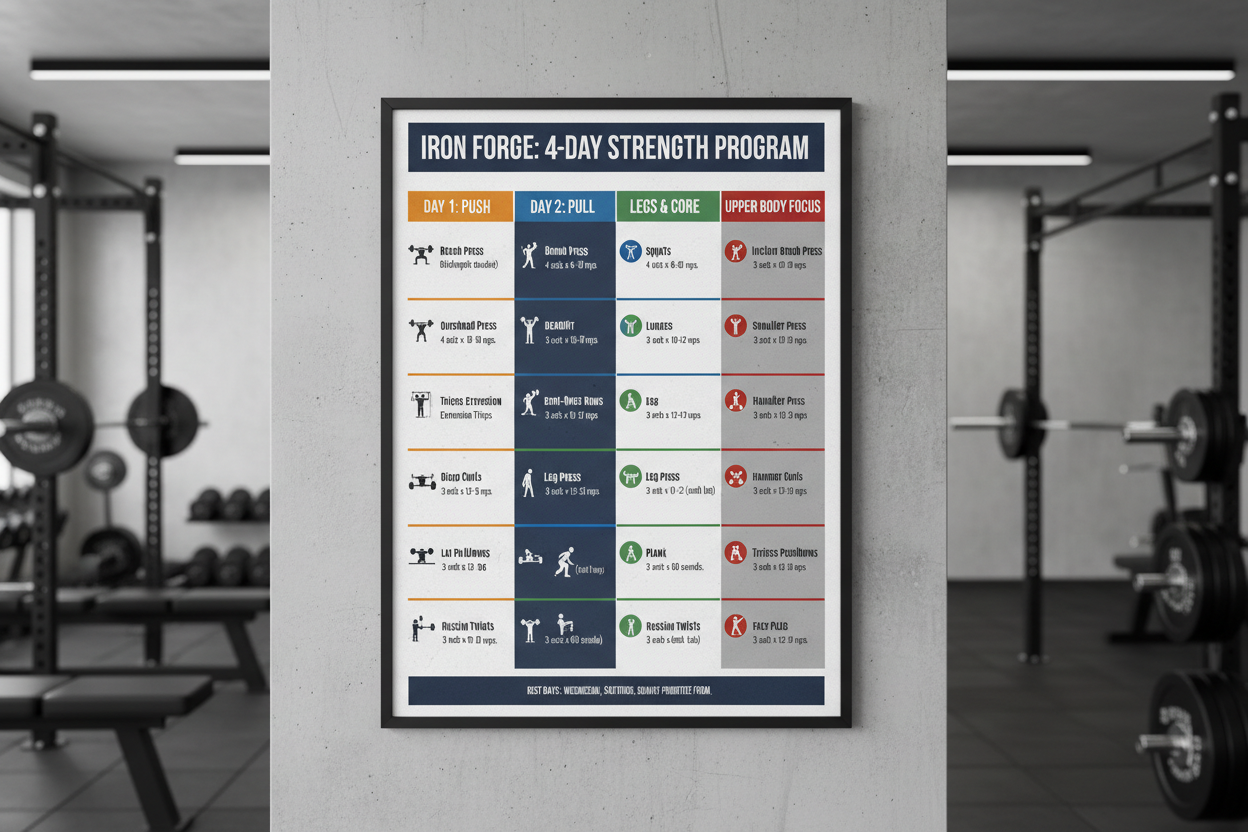 Élaborer un programme de musculation sur 4 jours. Quels muscles entraî ...